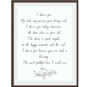I Choose You Original Love Poetry Printable Wall Art. Love - Etsy