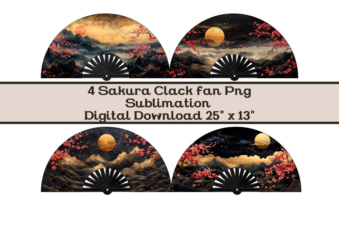 Sakura Clack Fan PNG Bundle | Cherry Blossom Fans, Clack Fan Template ...