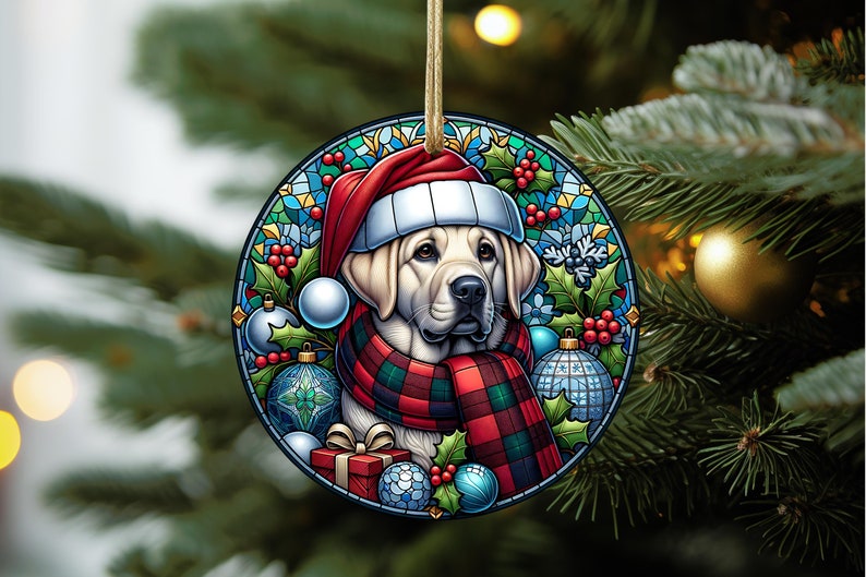 Yellow Labrador Ornament PNG File Design, Christmas Holiday Decor ...