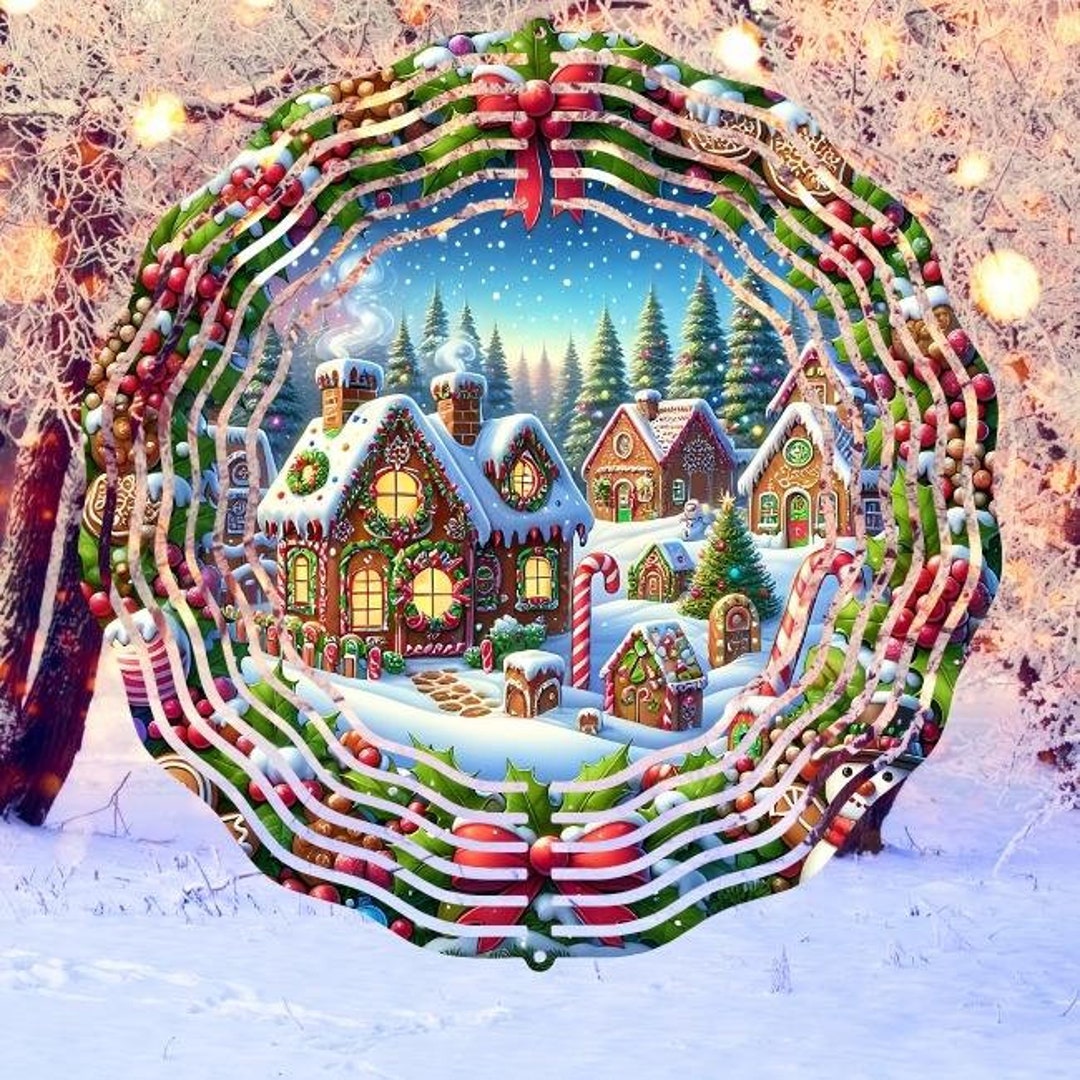 Gingerbread House Wind Spinner PNG, Christmas Village Winter Garden ...