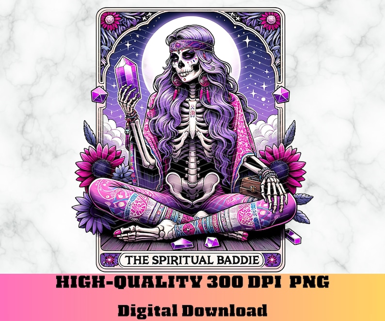 The Spiritual Baddie Tarot Card PNG, Funny Tarot Card Humor, Skeleton ...