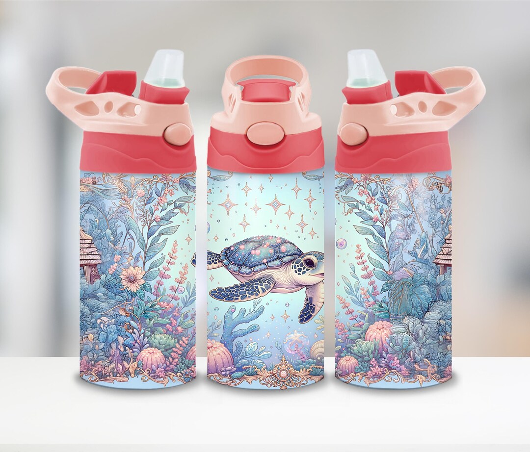 Sea Turtle 12oz Kids Flip Top Sippy Cup Tumbler Wrap, Fish Tumbler ...