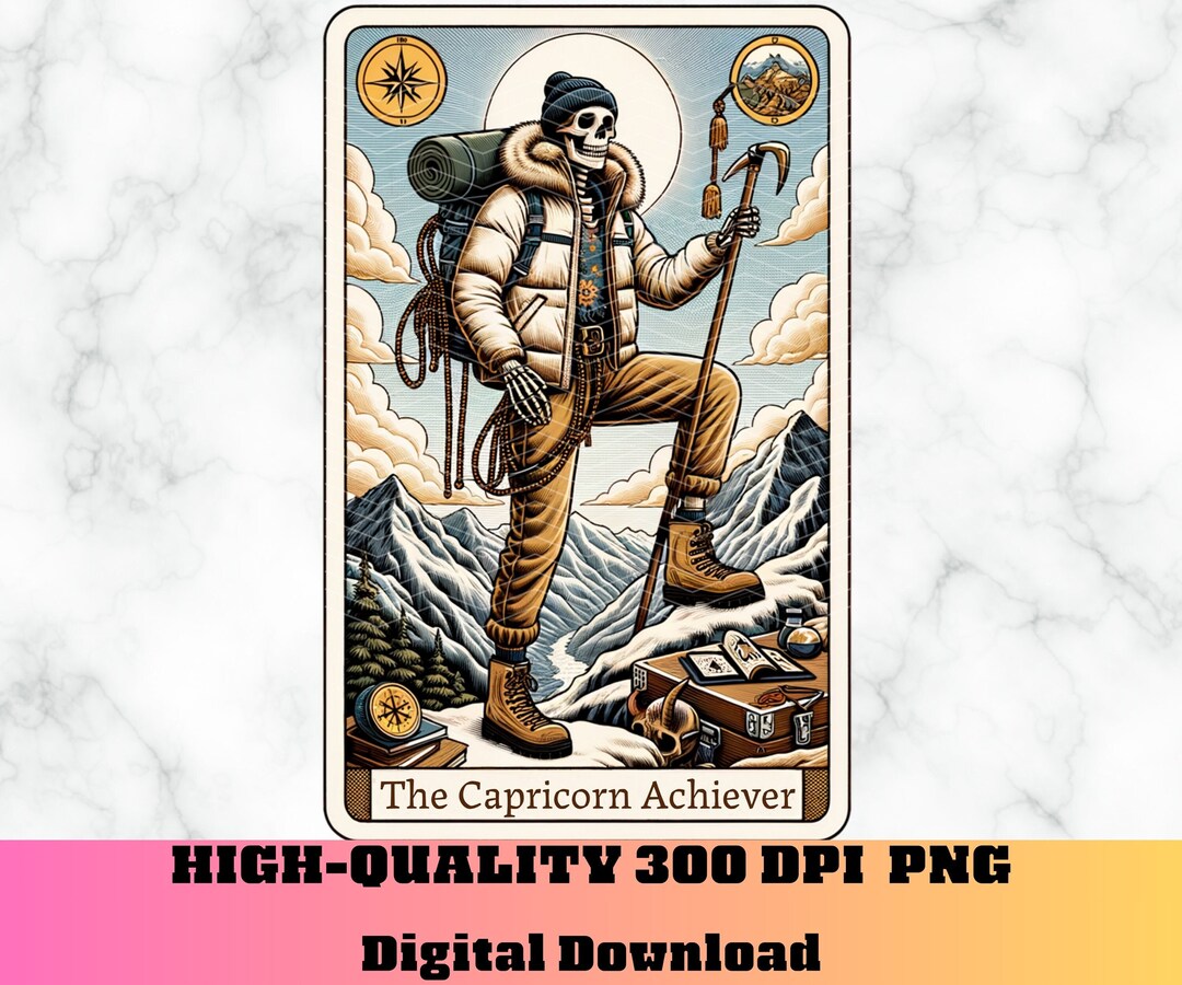 Capricorn Zodiac Tarot Card PNG, Astrology Tarot Card, Skeleton ...