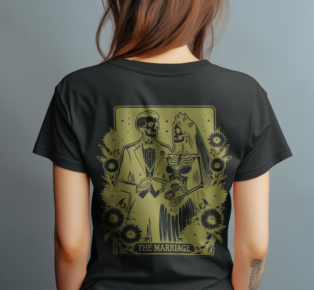 The Marriage Tarot Card Vector PNG Bundle , Bride and Groom Skeleton ...