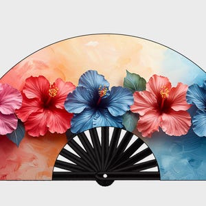 Clack Fan PNG | Hibiscus Sublimation Fans, Clack Fan Template, Folding ...