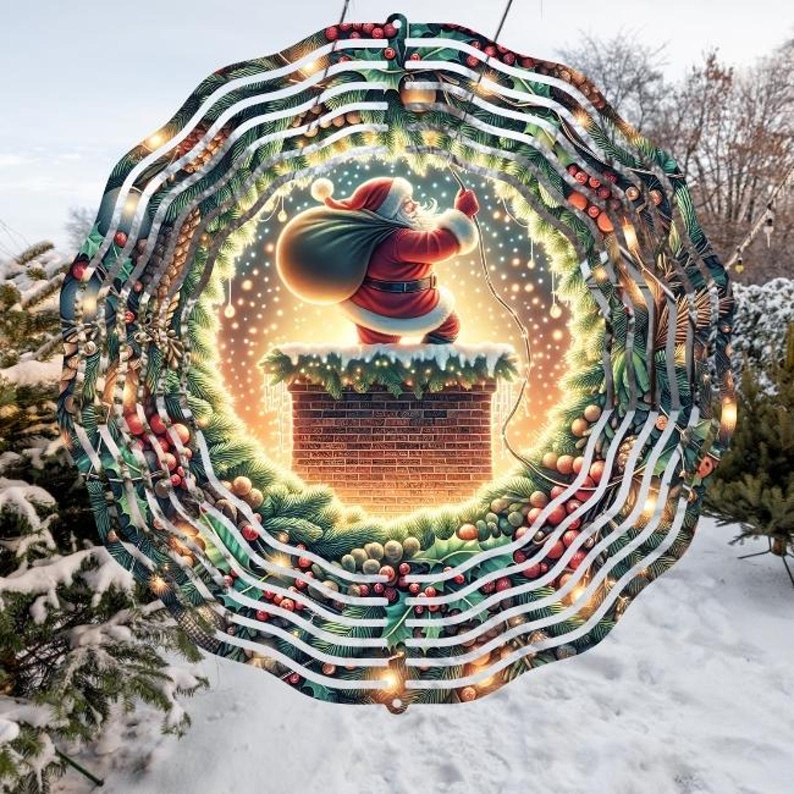 Santa Wind Spinner PNG: Christmas Sublimation Template (digital ...