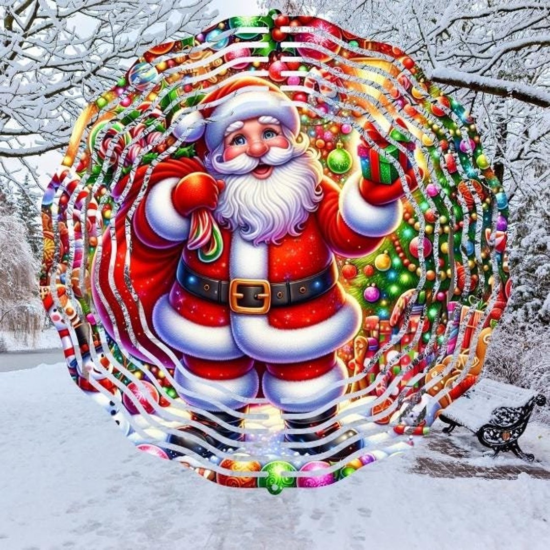 Santa's Sleigh Wind Spinner PNG, Saint Nick Winter Garden Decor ...