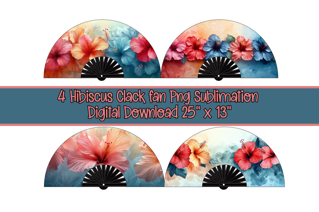 Clack Fan PNG | Hibiscus Sublimation Fans, Clack Fan Template, Folding ...