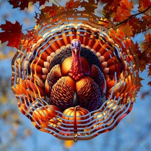 Turkey Wind Spinner PNG File Design, Fall Garden Decor, Thanksgiving ...