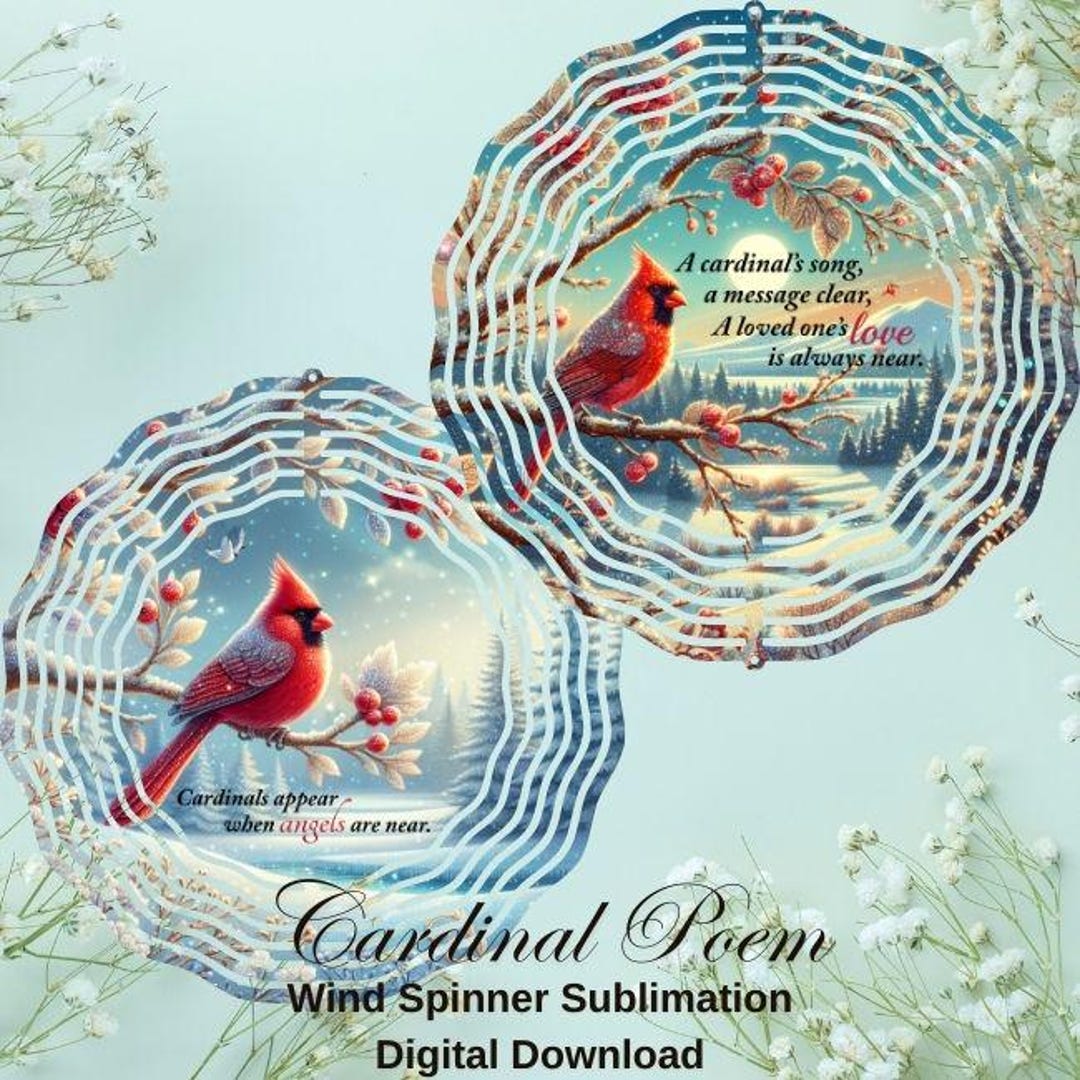 Cardinal Wind Spinner Bundle PNG, Cardinal Winter Wind Spinner ...