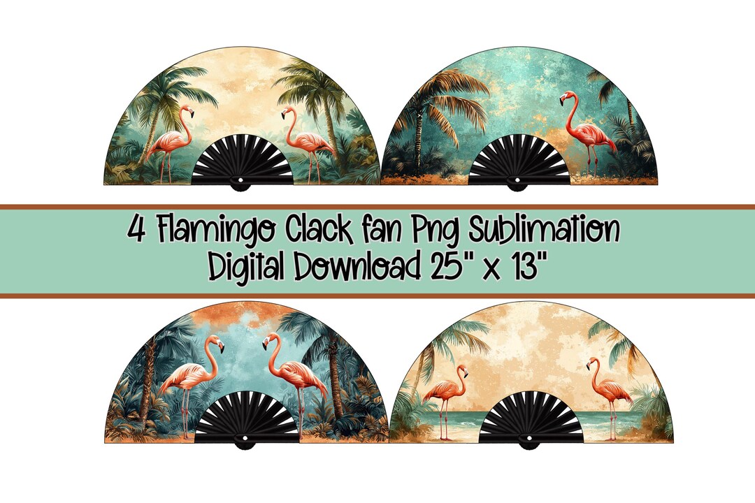 Clack Fan PNG | Flamingo Sublimation Fans, Clack Fan Template, Folding ...