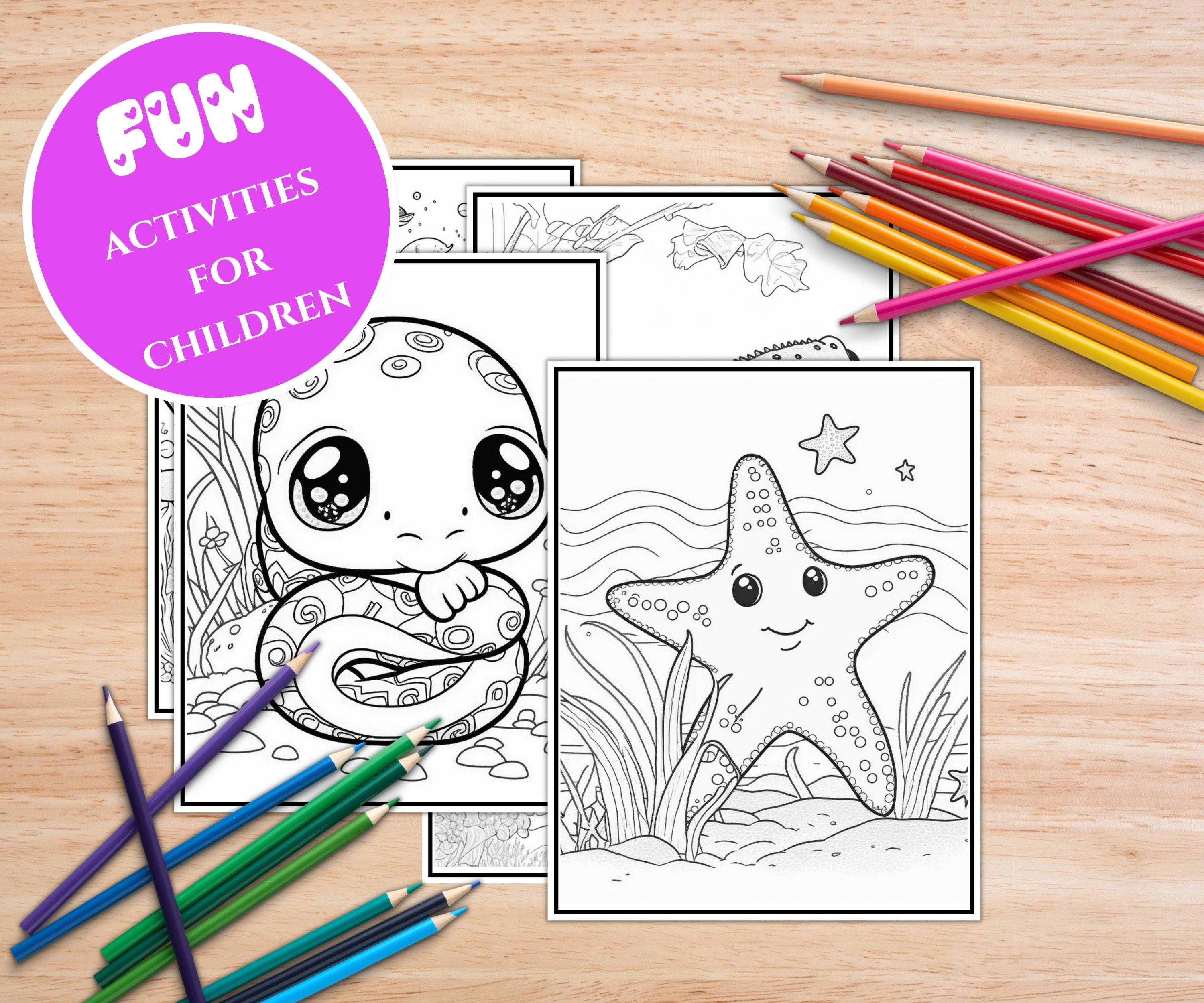 Printable Sea and Land Animal Coloring Pages for Kids Underwater and ...