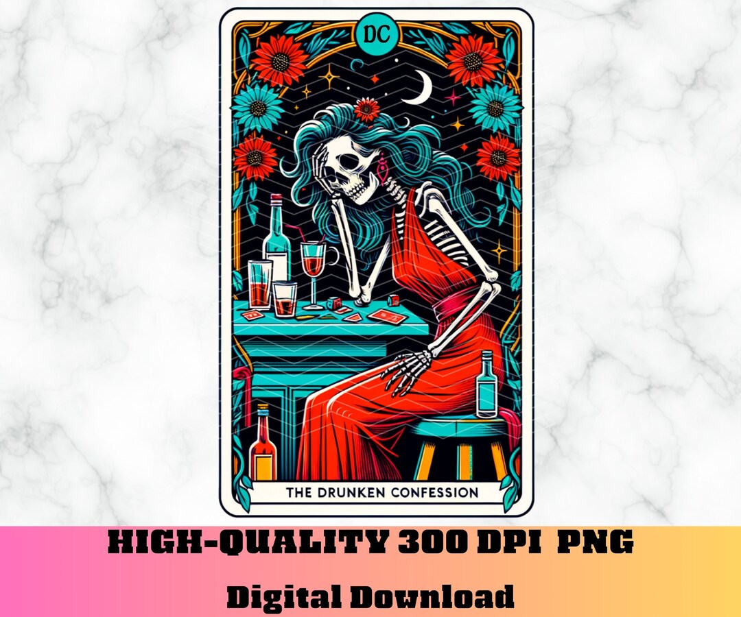 The Drunken Confession Tarot Card PNG, Funny Tarot Card Humor, Sweary ...