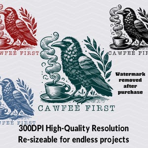 Coffee Humor PNG, Cawfee First Crow Sublimation Design Instant Download ...