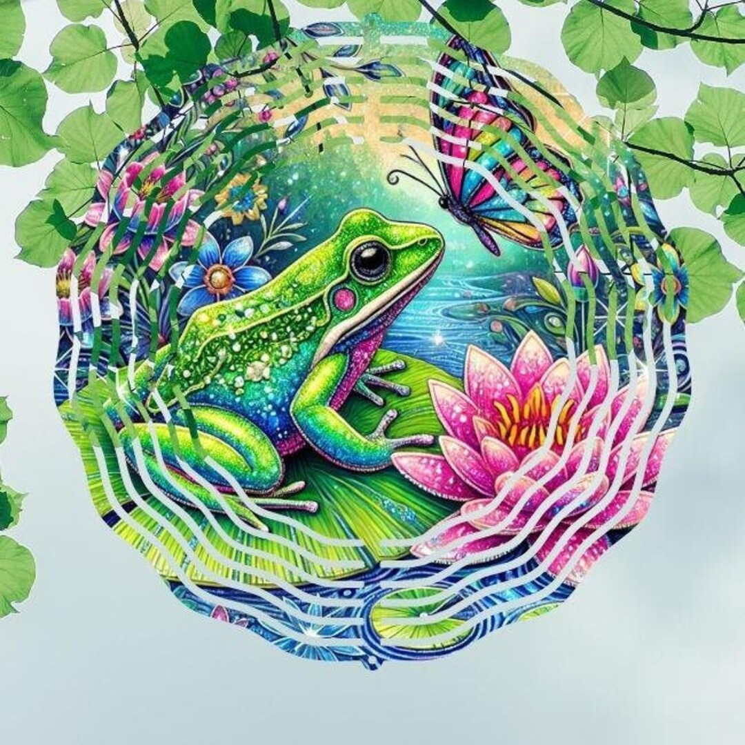Frog Wind Spinner PNG - Lily Pad Windspinner, Holographic PNG Porch ...