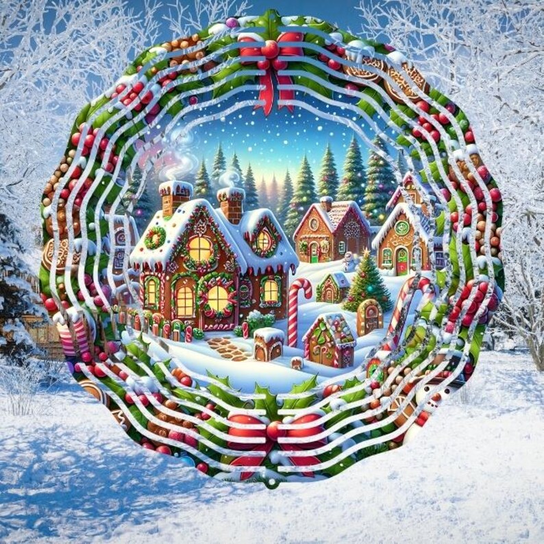Gingerbread House Wind Spinner PNG, Christmas Village Winter Garden ...