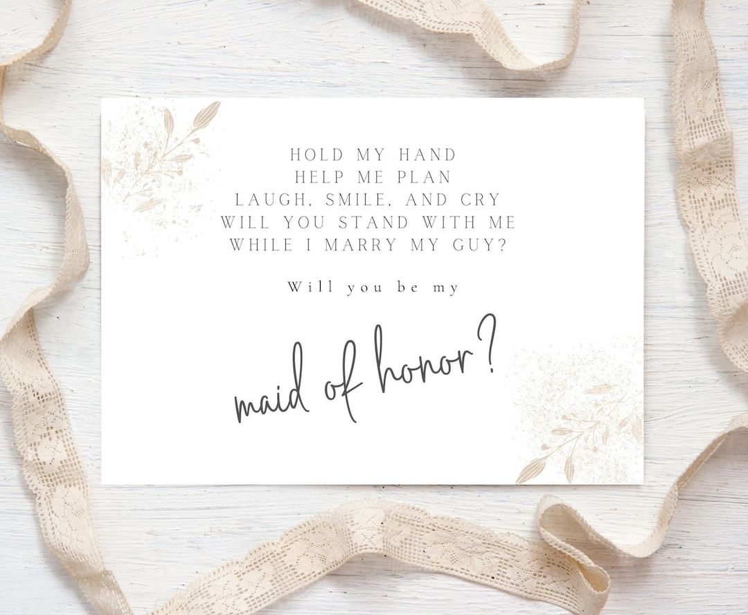Maid of Honor Proposal Card Printable | Will You Be My Maid of Honor ...
