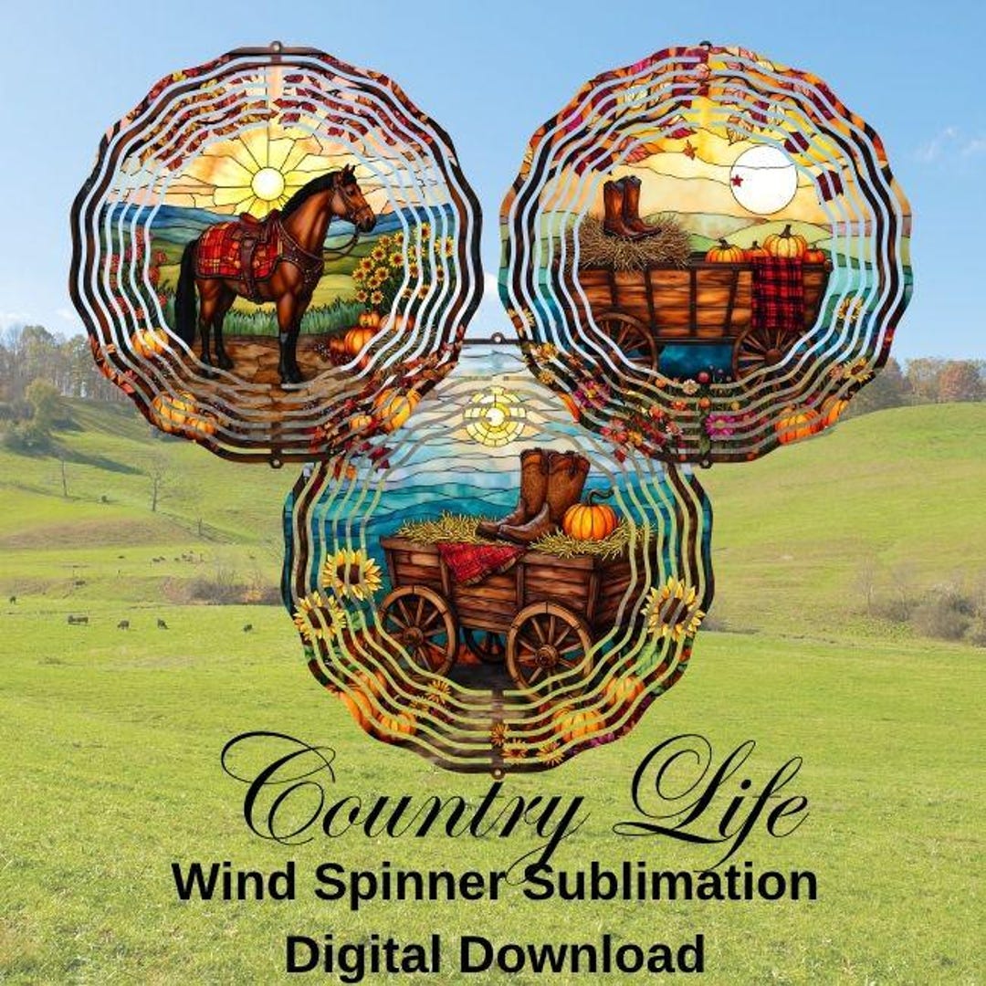 Country Mosaic Wind Spinner Bundle: Stained Glass Sublimation PNG - Etsy