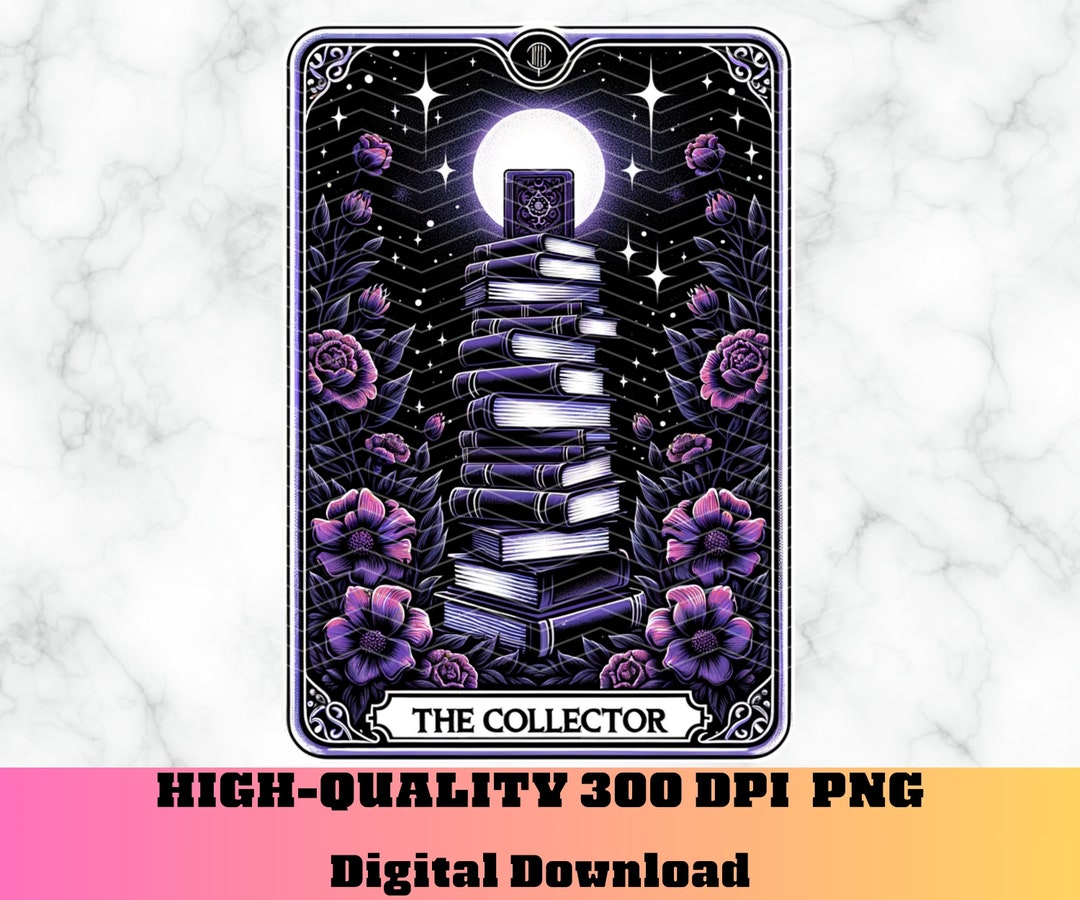 The Collector Tarot Card PNG, Bookish Tarot Card Humor, Book Stack ...
