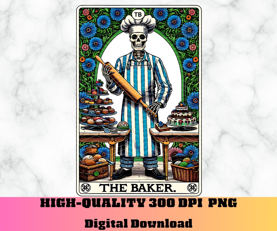 The Baker Tarot Card PNG Version 2, Tarot Card Humor, Baking Skeleton ...