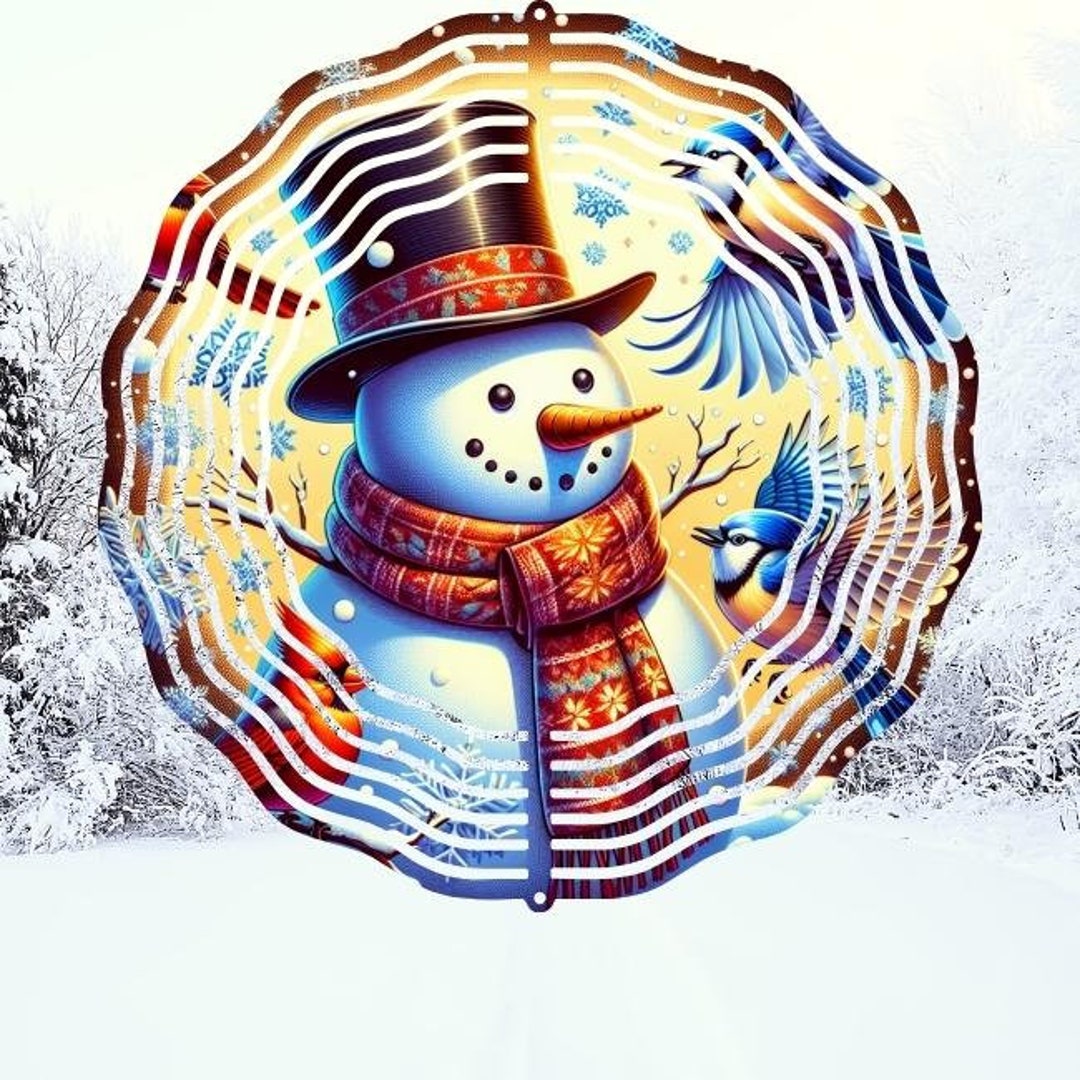Snowman Wind Spinner PNG File Design, Winter Garden Decor, Christmas ...
