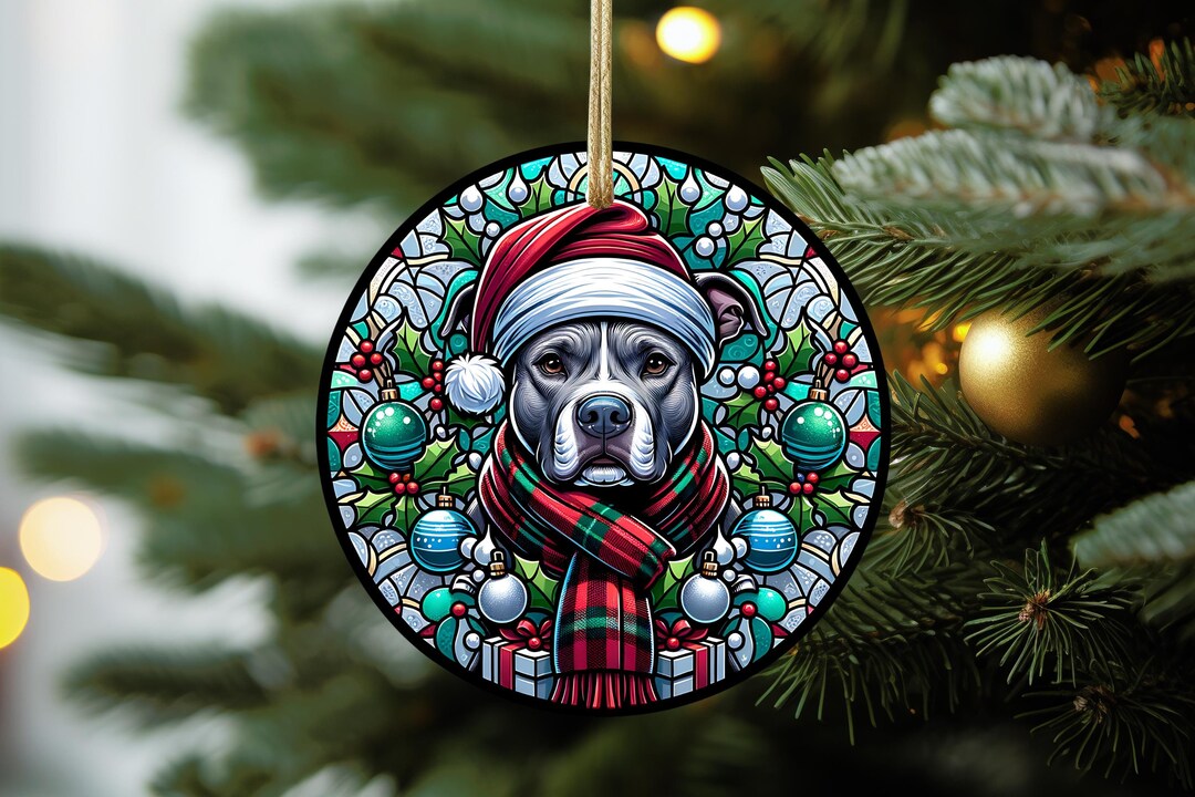 Pit Bull Ornament PNG File Design, Bully Dog Christmas Holiday Decor ...