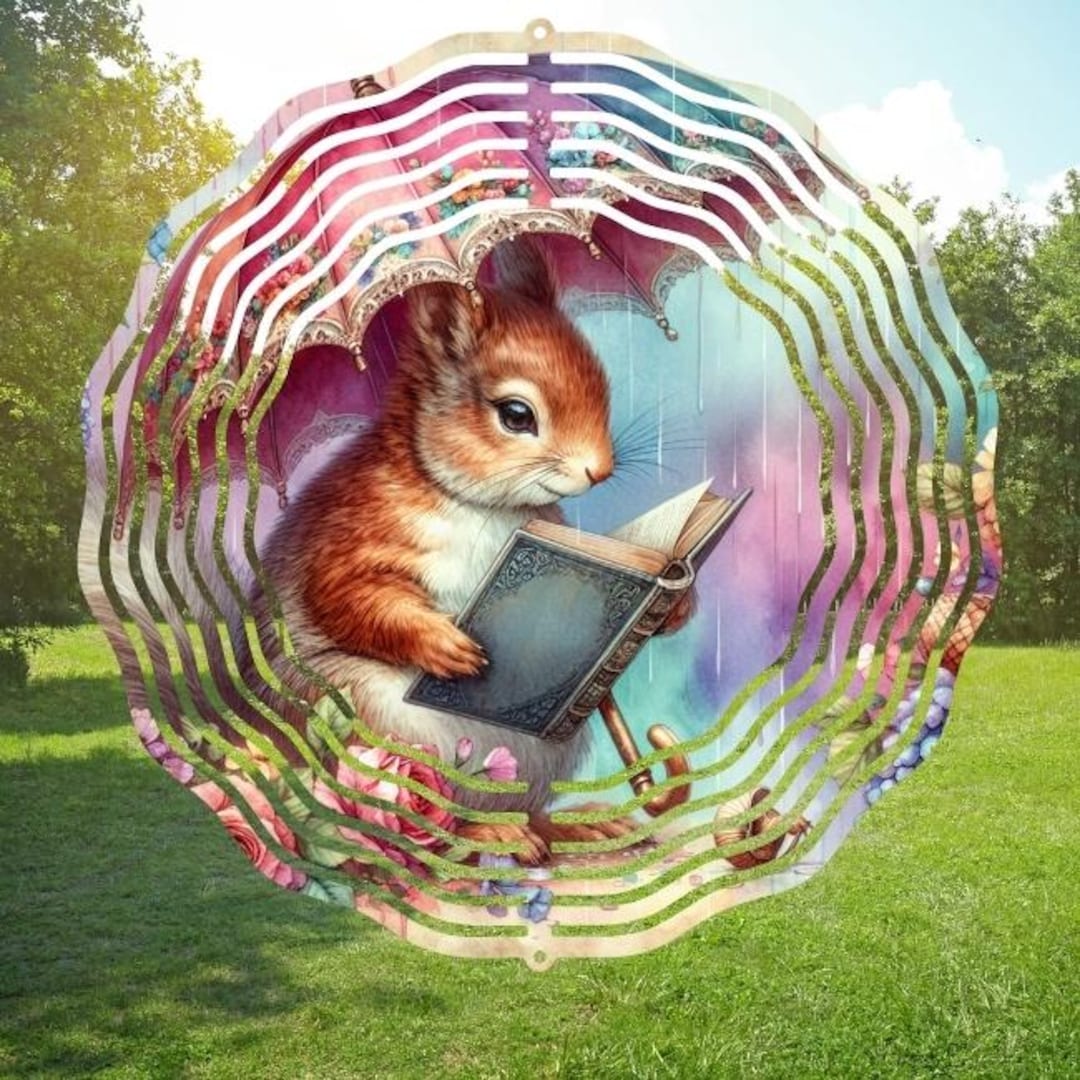 Squirrel Wind Spinner PNG Design, Book Garden Decor, Summer Windspinner ...
