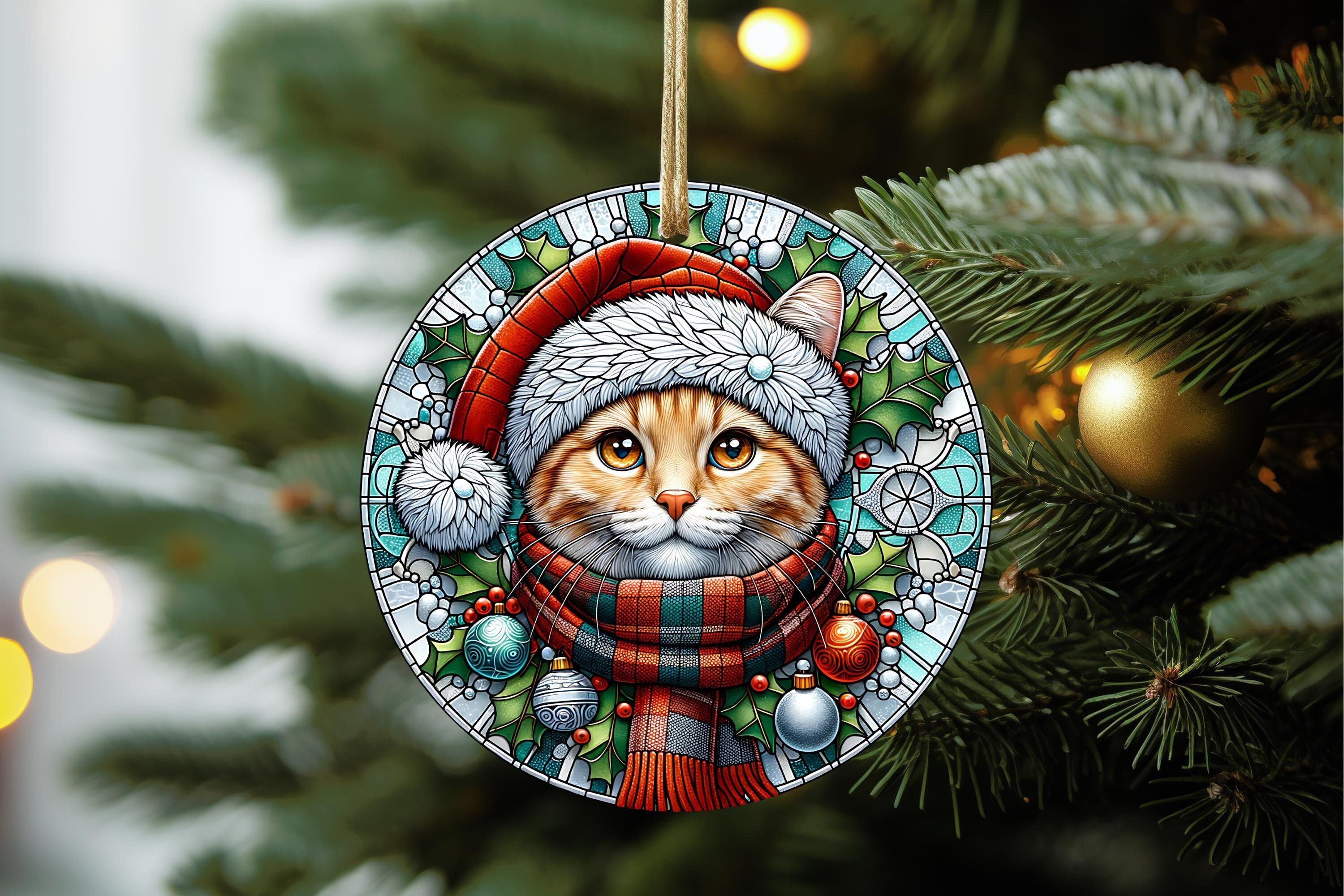 Orange Cat Ornament PNG File Design, Christmas Tabby Holiday Decor ...