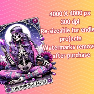 The Spiritual Baddie Tarot Card PNG, Funny Tarot Card Humor, Skeleton ...