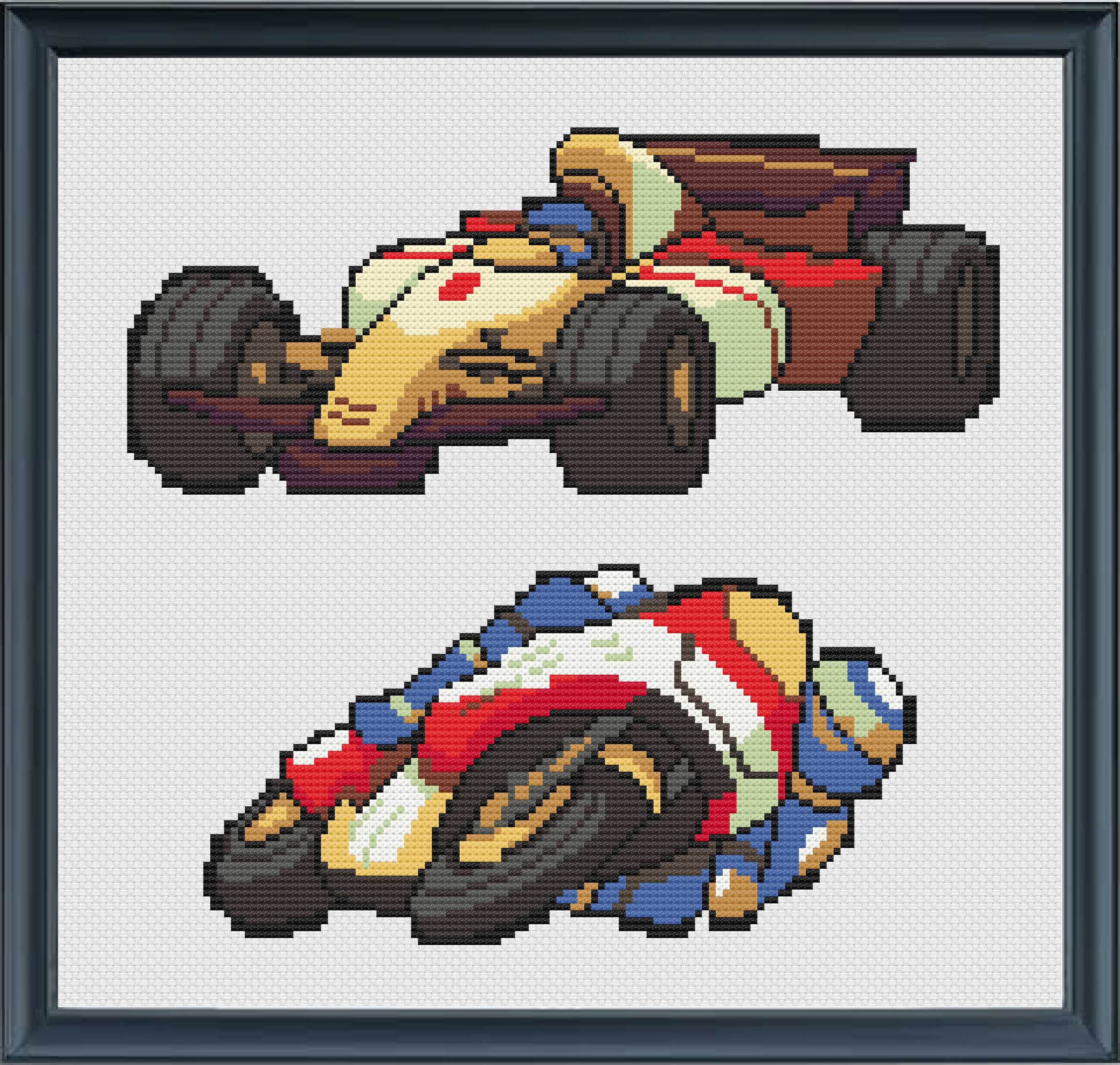 Racing Car & Motorcycle Cross Stitch Pattern: Color Transport (digital ...