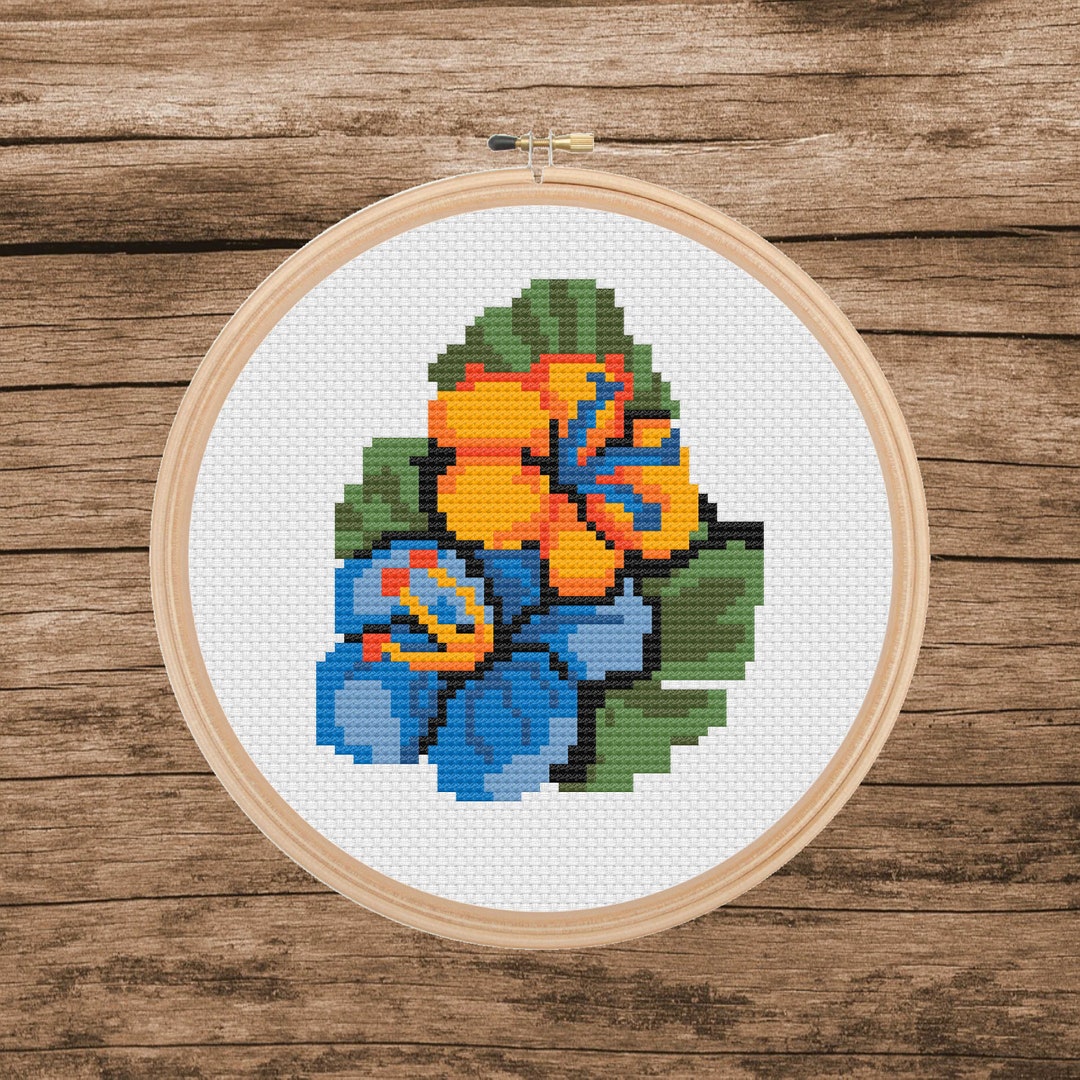 Flower Hibiscus Cross Stitch Patterns Floral Counted Cross - Etsy