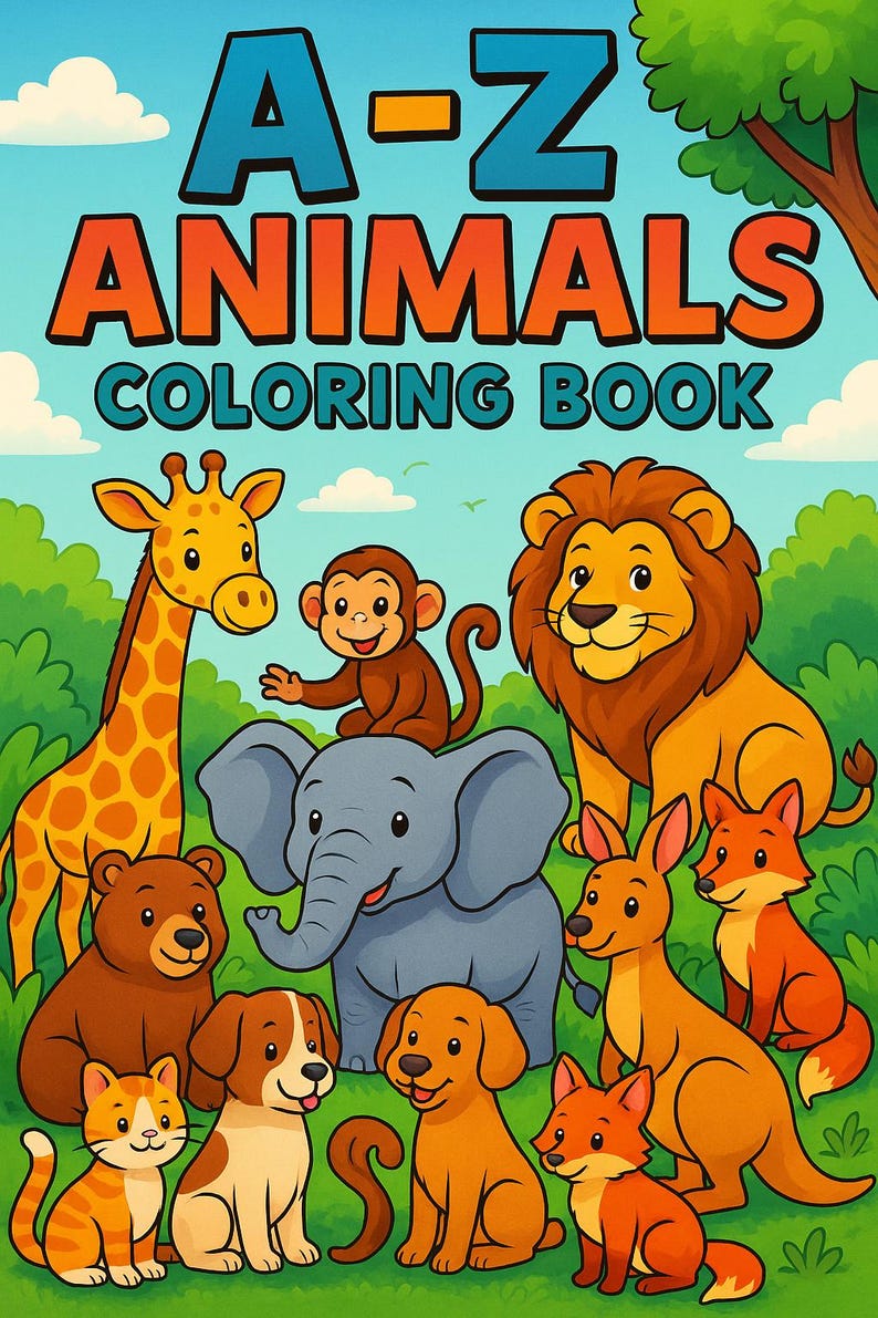 A-Z Animal Coloring Book – Printable Alphabet Learning (PDF File) - Etsy