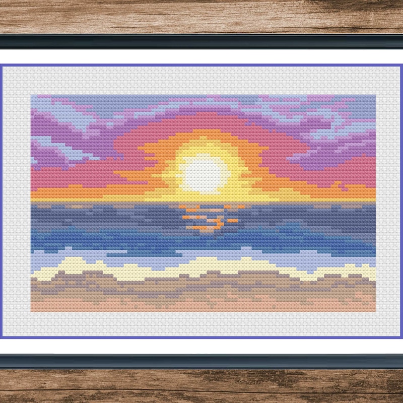 Cross Stitch Sunset - Etsy