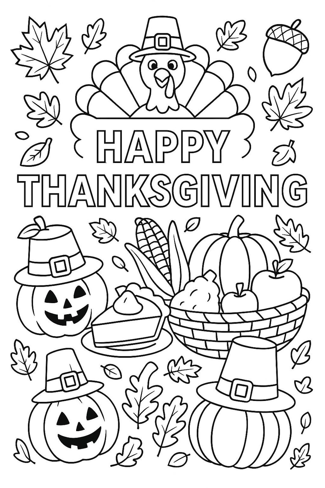 Thanksgiving Coloring Pages | Fall Family Activity Printable File - Etsy