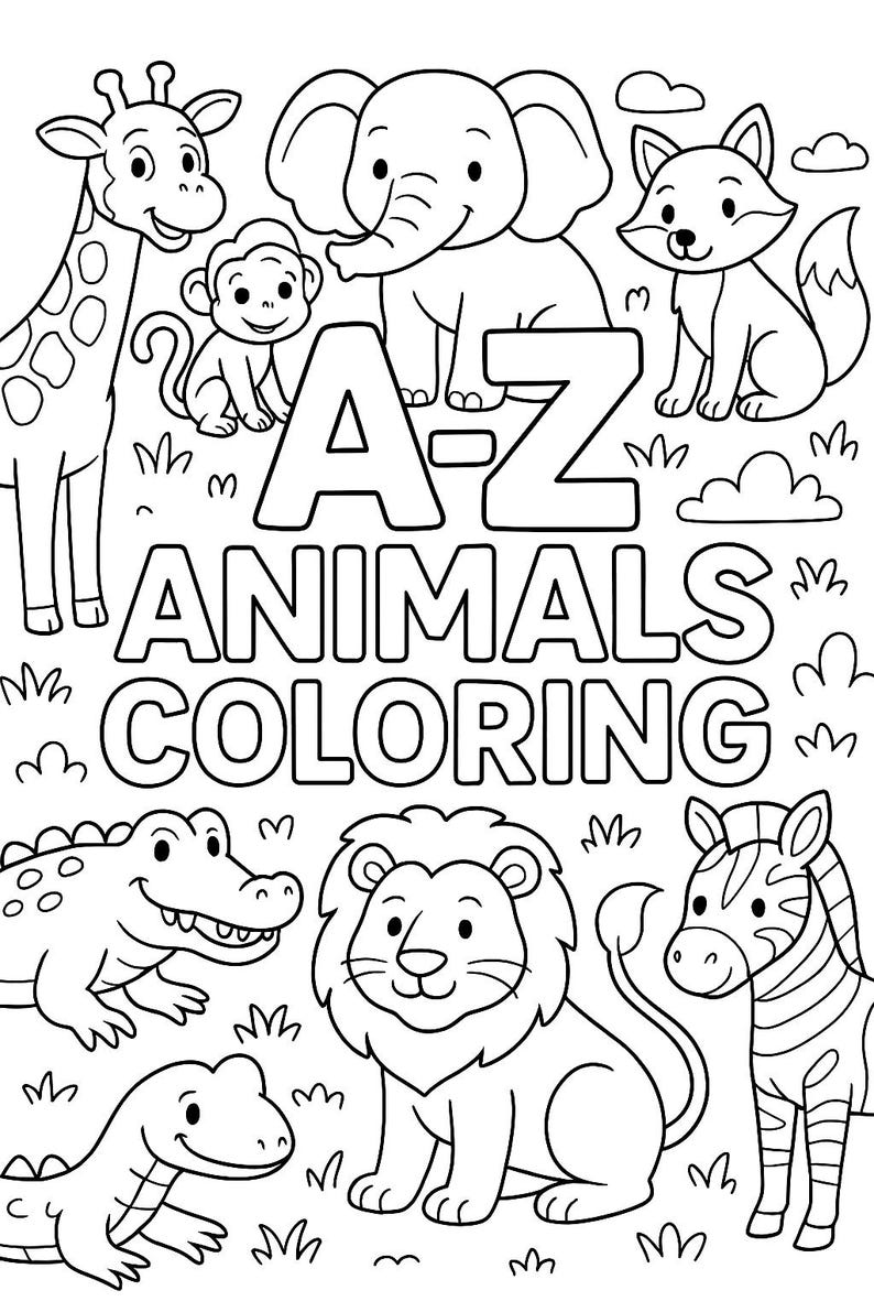 A-Z Animal Coloring Book – Printable Alphabet Learning (PDF File) - Etsy
