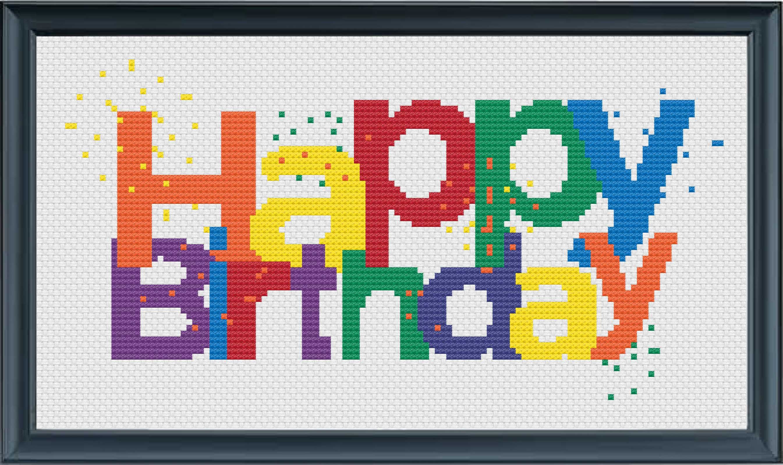 Colorful Happy Birthday Cross Stitch Pattern, Gift Idea, for Boy and ...