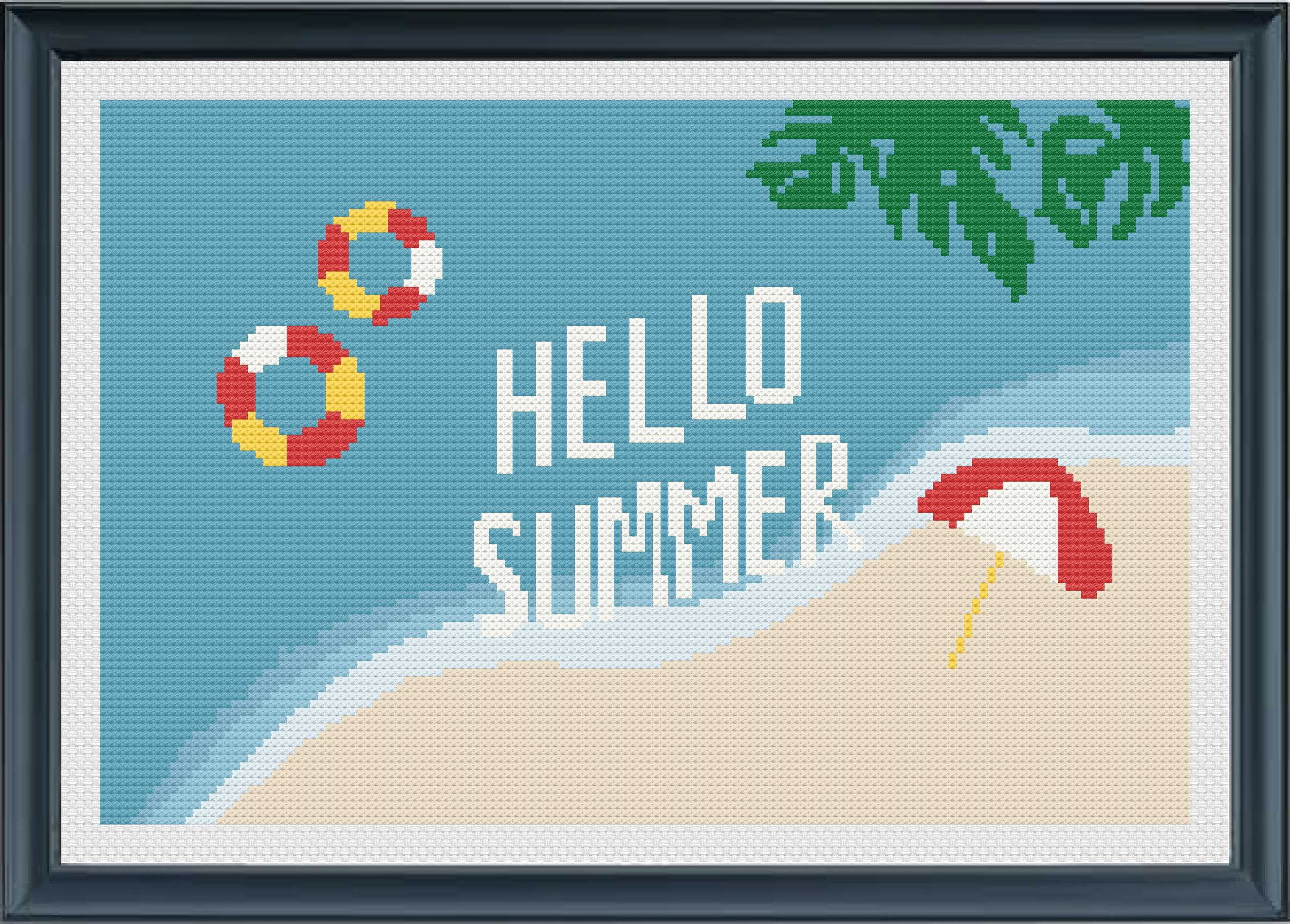 Sunset & Hello Summer Cross Stitch Pattern: Beach Sea View (PDF ...