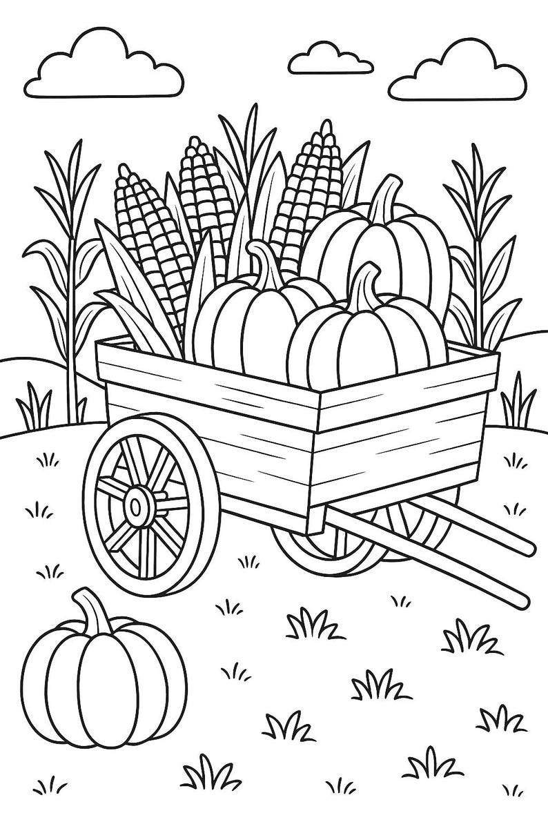 Thanksgiving Coloring Pages | Fall Family Activity Printable File - Etsy