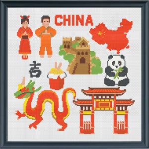 China Cross Stitch Pattern, Cute Chinese Boy and Girl, Chinese Country ...