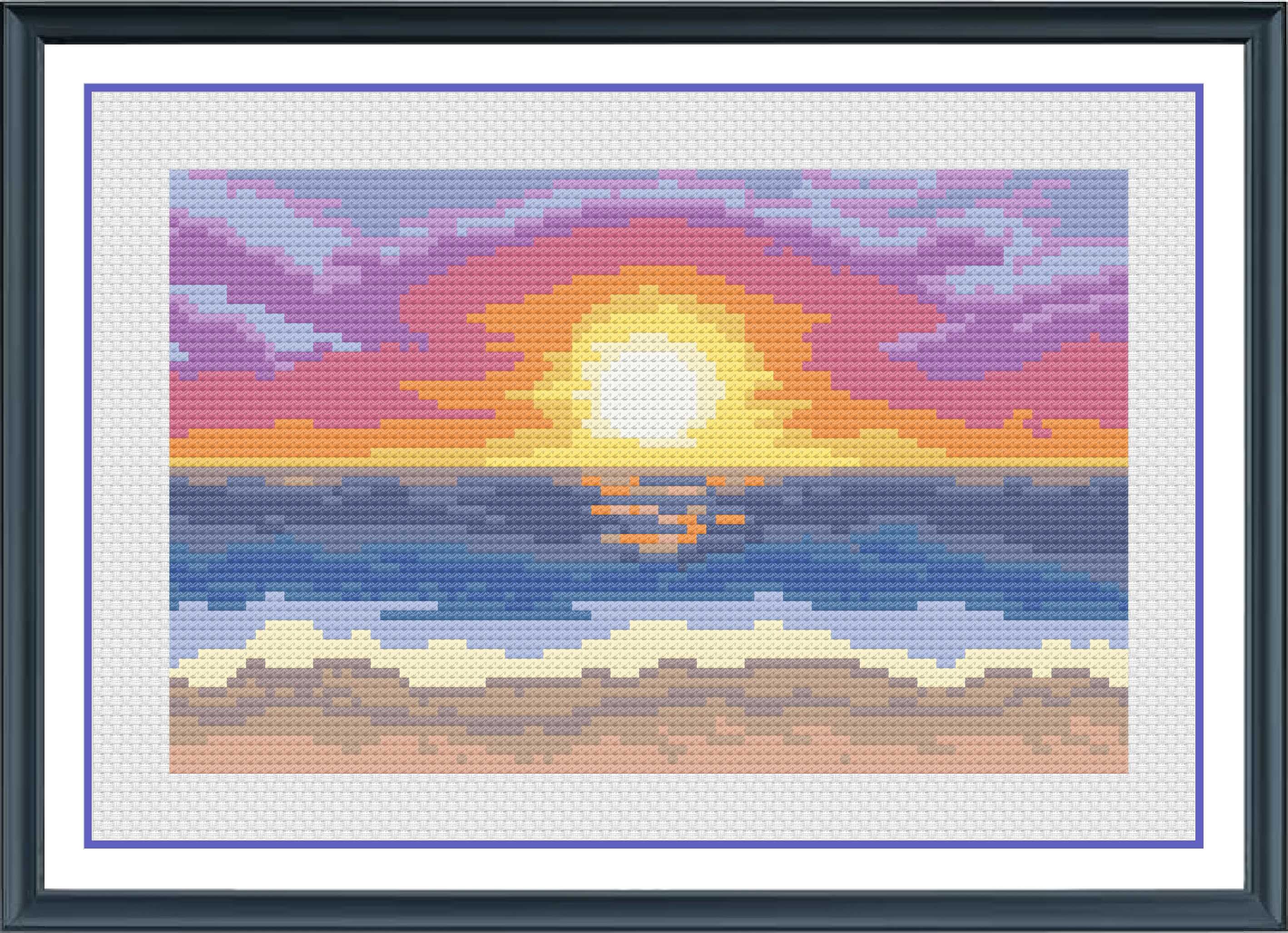 Sunset Cross Stitch Sea View Beach and Sea Landscape - Etsy