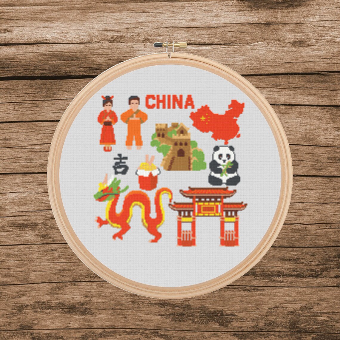 China Cross Stitch Pattern: Panda, Dragon, and Countryside (PDF Pattern ...