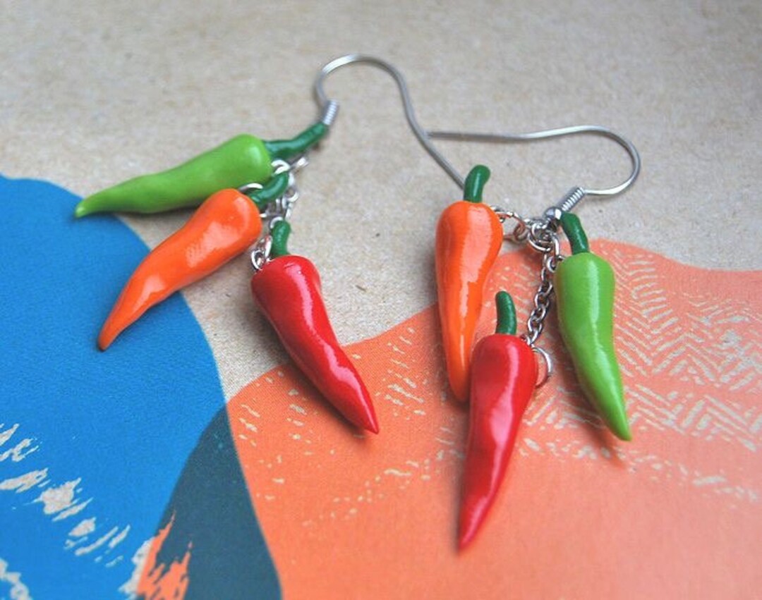 Chili Pepper Dangle Earrings - Etsy