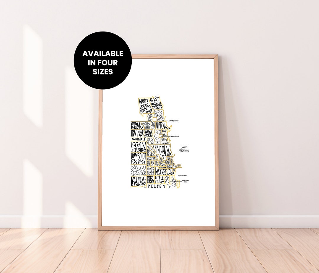 CHI Neighborhood Map Hand Drawn Poster Instant Download Printable ...