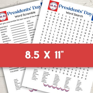 Presidents Day Word Search and Word Scramble - Etsy
