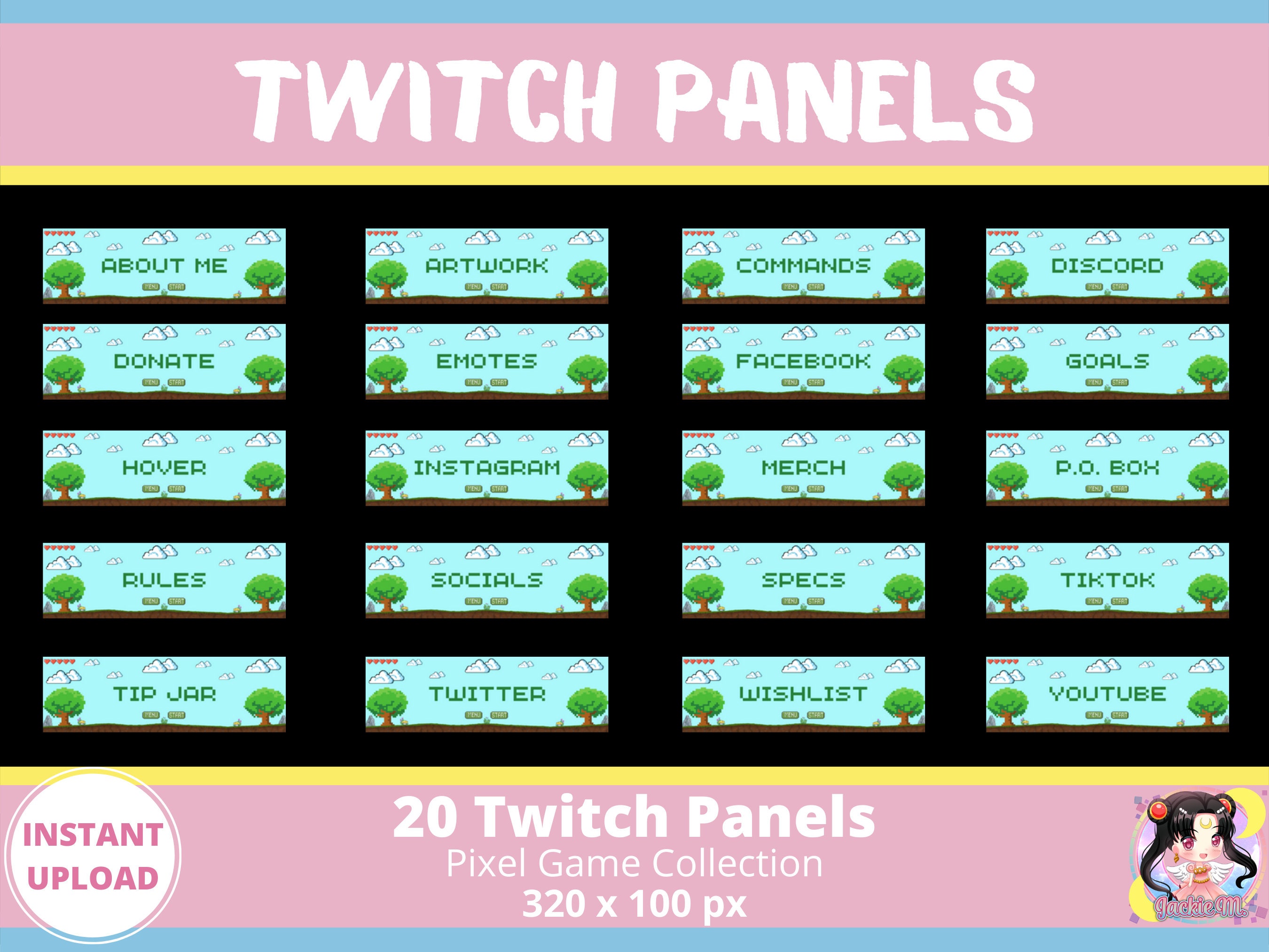 Pixel Game Twitch Panel, Twitch Panel, Pixelated Panel - Etsy