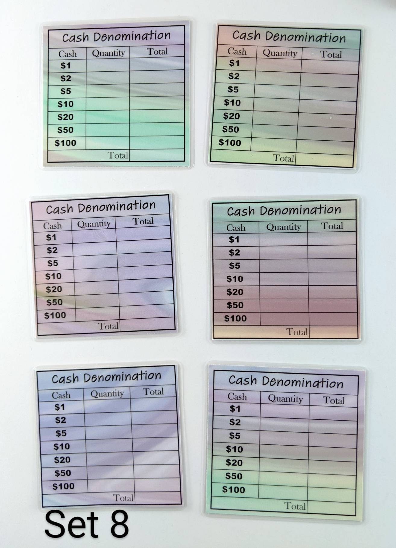 Cash Breakdown Card Cash Withdrawal Breakdown Laminated Bank Teller ...