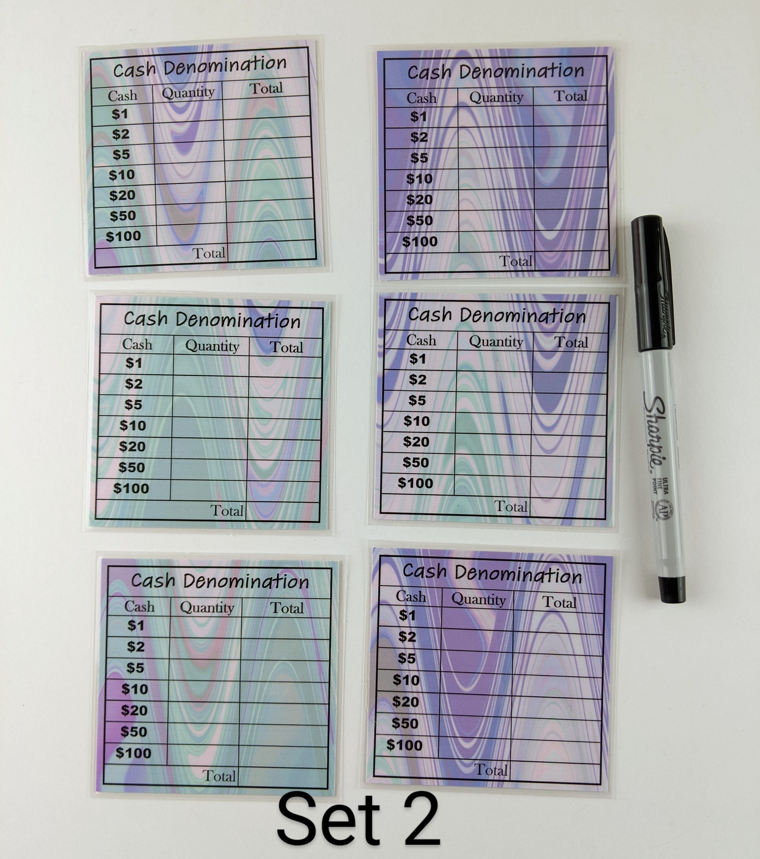 Cash Breakdown Card Cash Withdrawal Breakdown Laminated Bank Teller ...