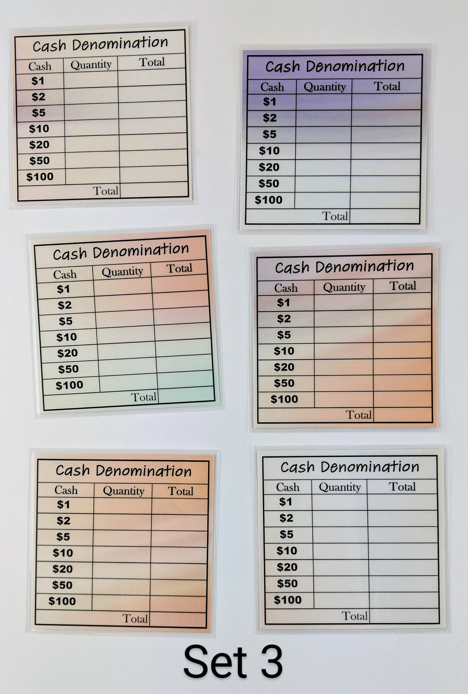 Cash Breakdown Card Cash Withdrawal Breakdown Laminated Bank Teller ...