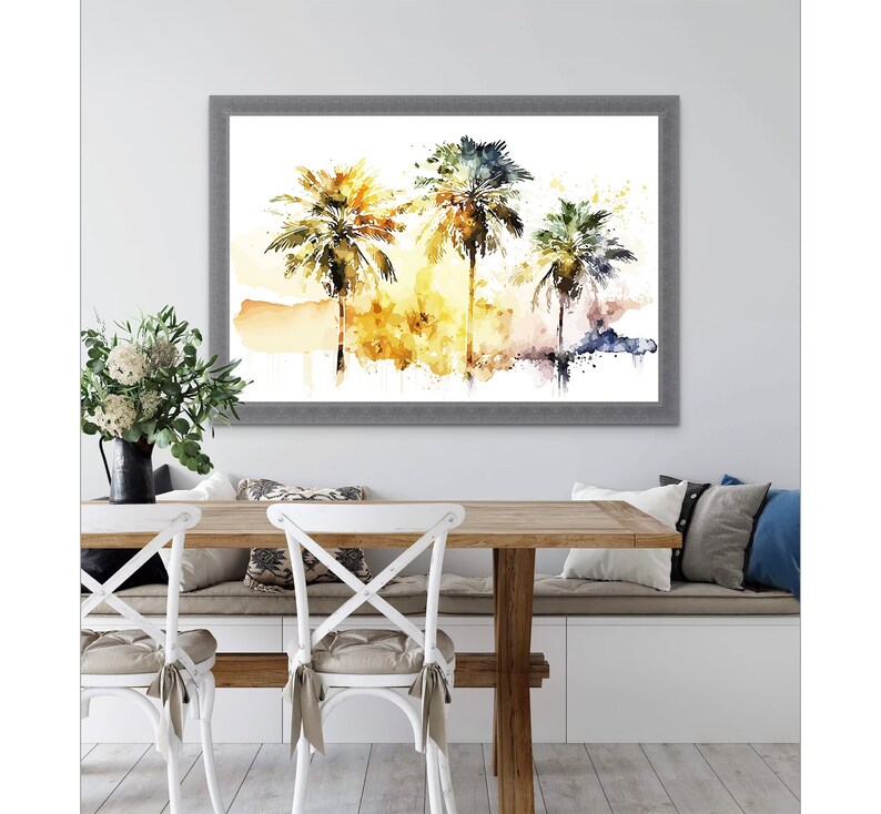 Palms Art Print Wall Art Watercolor Palms Beach Art Panorama Wall ...