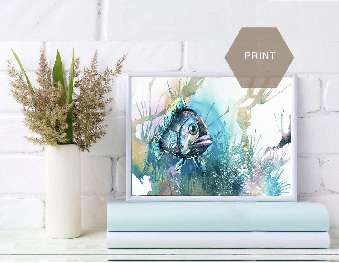 Ocean Fish Poster Fish Art Print Fish Lover Gift Nautical Watercolor ...